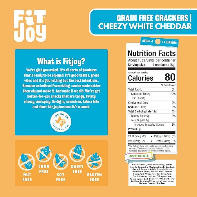 Fitjoy Grain Free Cheezy White Cheddar Dairy-Free Cheese Flavor Cracker ...